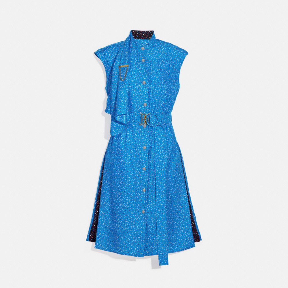 COACH® | Dot Sleeveless Dress With Belt
