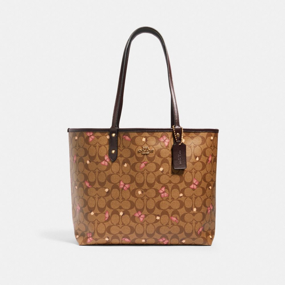 COACH® | Reversible City Tote In Signature Canvas With Butterfly Print