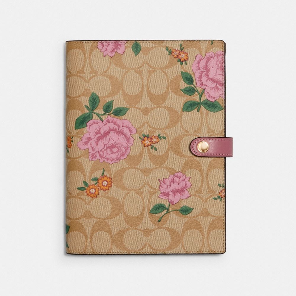 COACH® Outlet | Notebook In Signature Canvas With Prairie Rose Print
