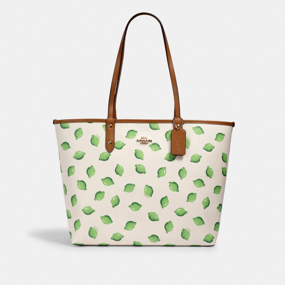 COACH® Outlet | Reversible City Tote With Lime Print