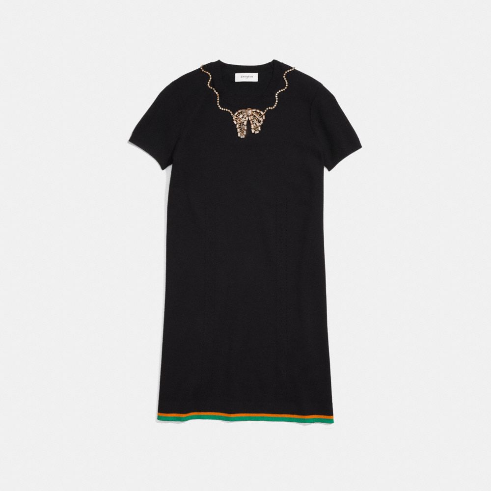 COACH®: Crystal Embellished Sweater Dress