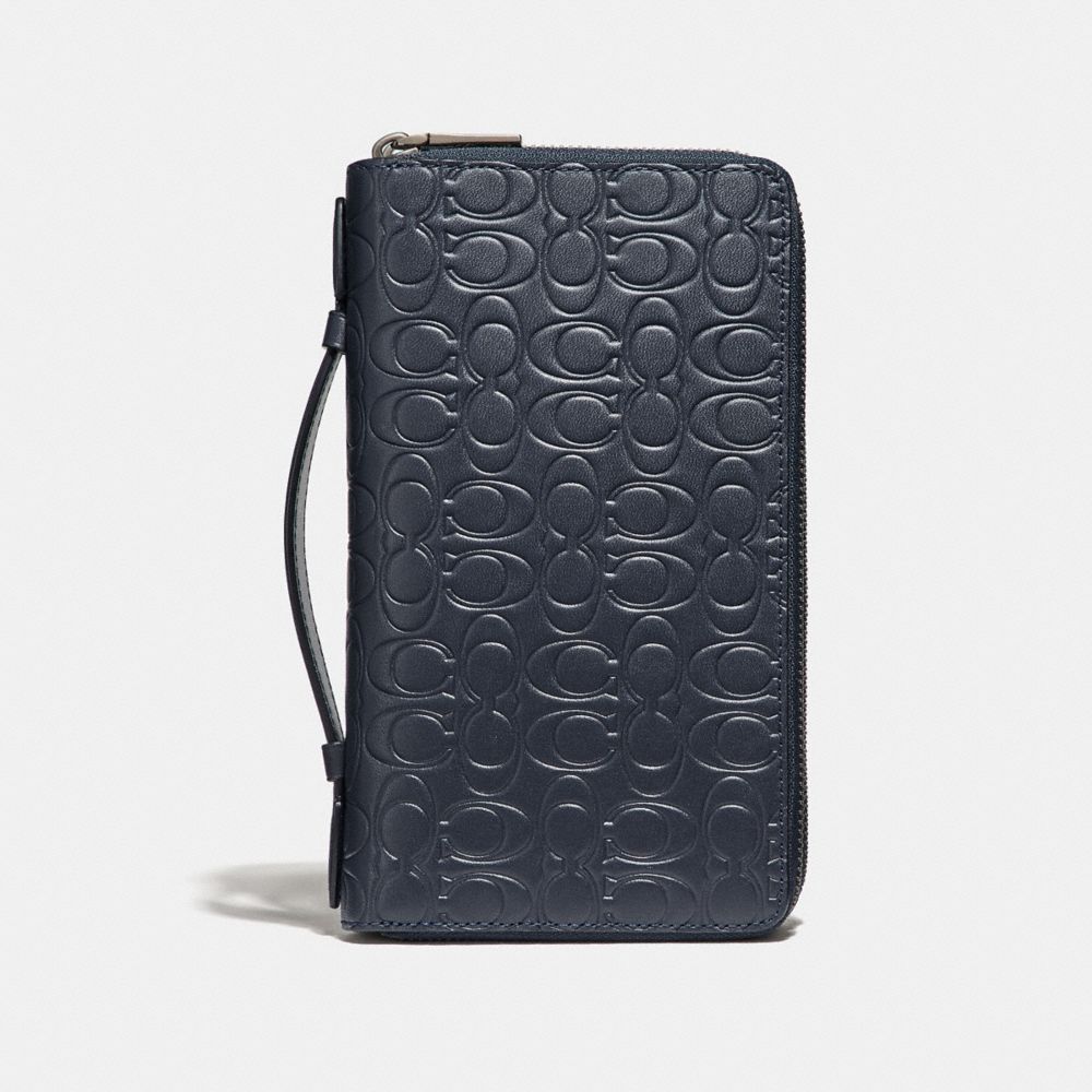 Coach Double Zip Travel Organizer In Signature Leather In Midnight ...