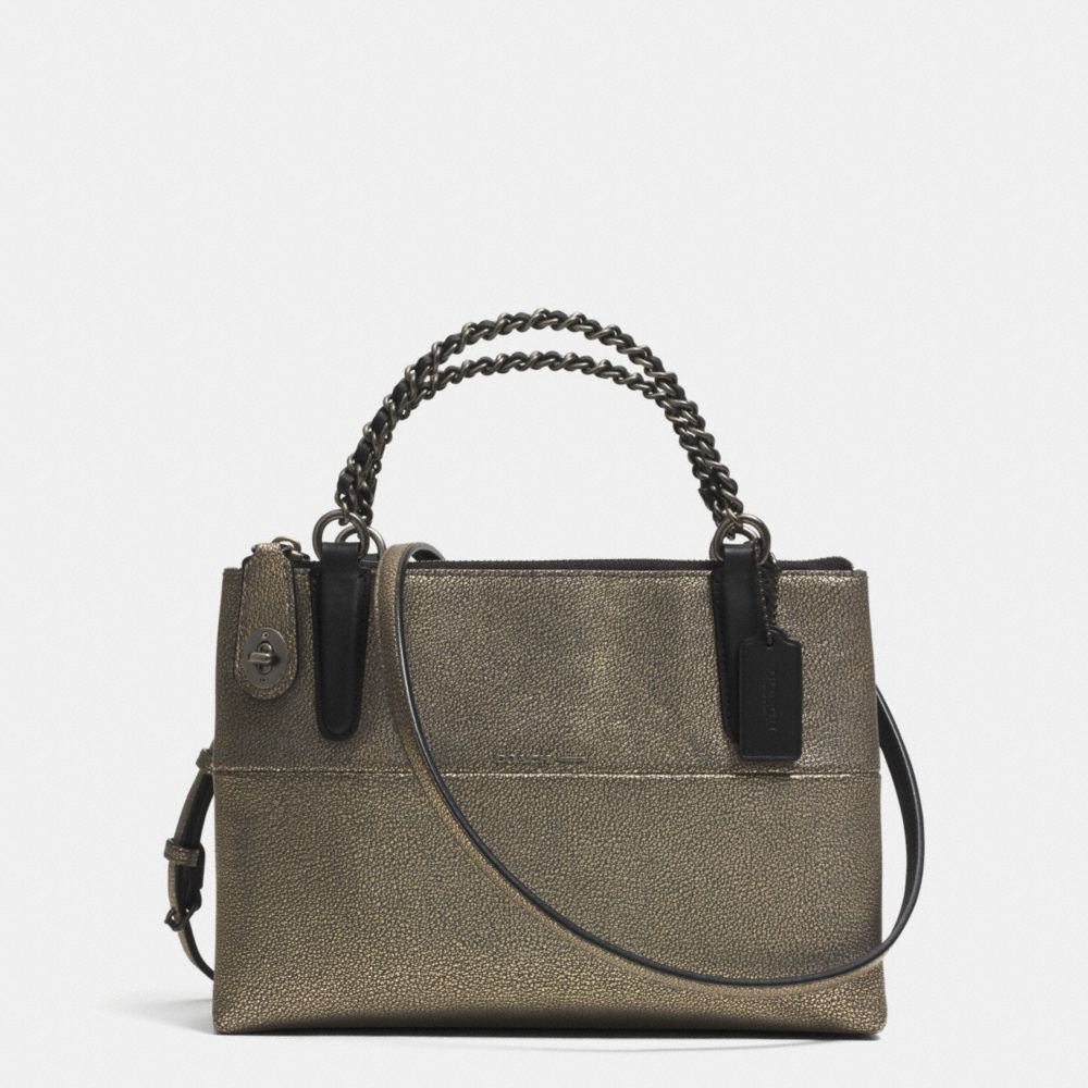COACH®: Mini Turnlock Borough Bag With Chain In Metallic Leather
