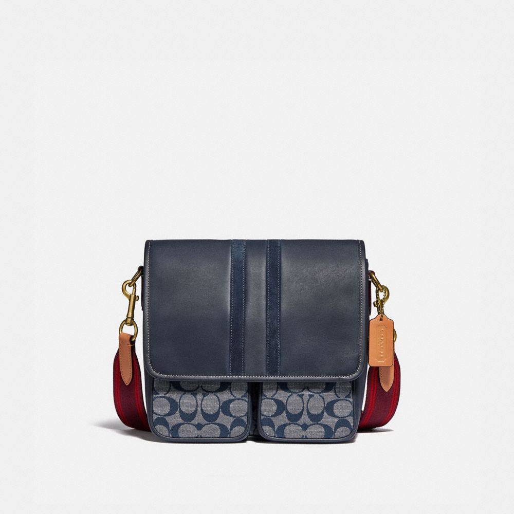 COACH® | Map Bag In Signature Chambray With Varsity Stripe