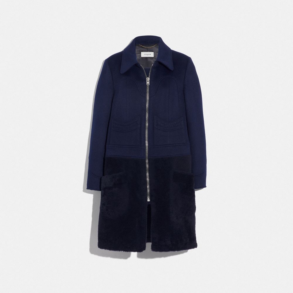 COACH®: Shearling Wool Coat
