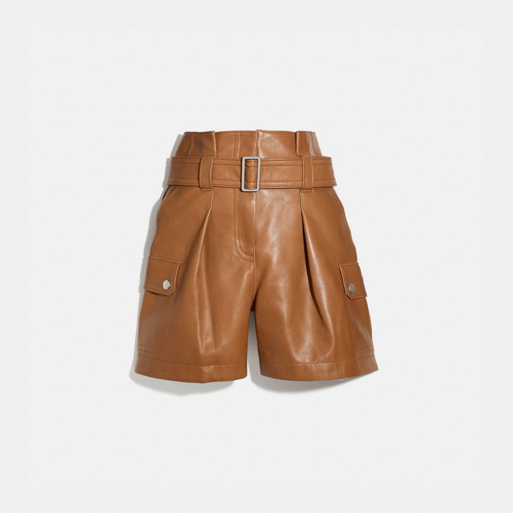 COACH® | Leather Belted Shorts