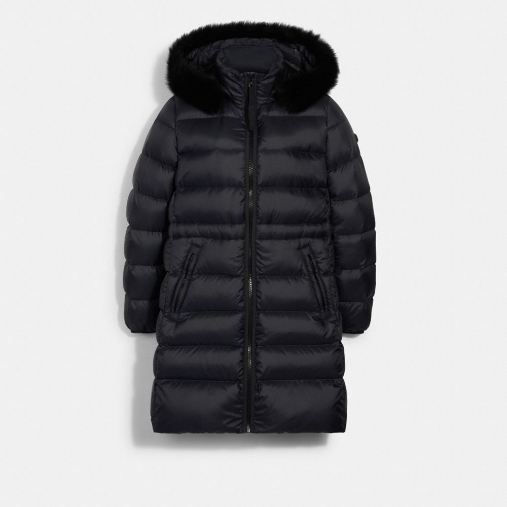 Long Slim Puffer With Shearling | COACH®