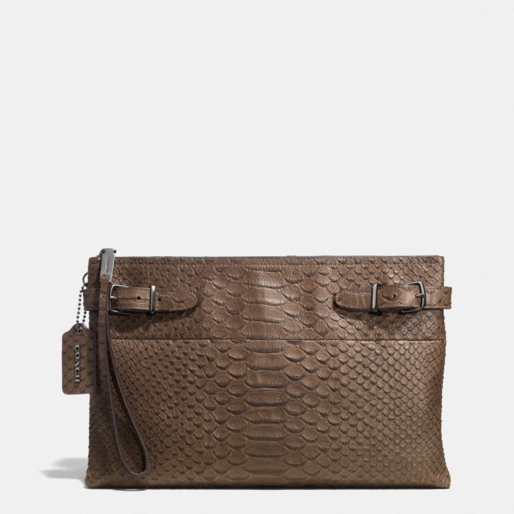The Large Borough Clutch In Python Embossed Leather | COACH®