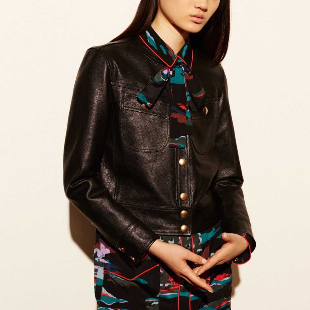 Collarless Leather Jacket | COACH®
