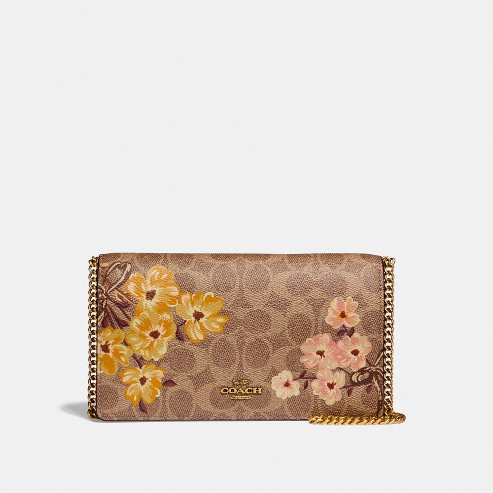 COACH® | Callie Foldover Chain Clutch In Signature Canvas With Prairie ...