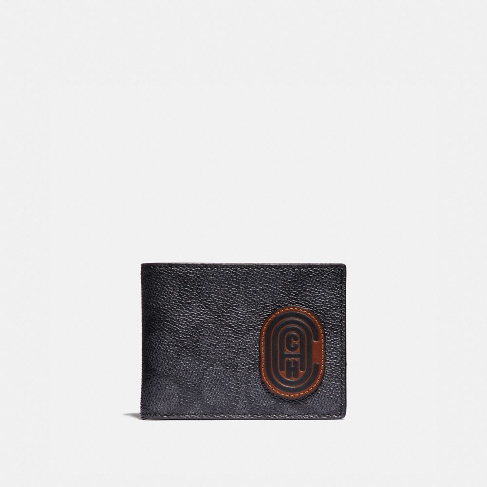 COACH® | Slim Billfold Wallet In Signature Canvas With Coach Patch