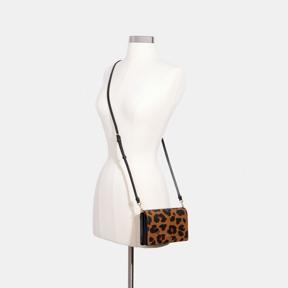 COACH® Outlet | Anna Foldover Crossbody Clutch With Leopard Print