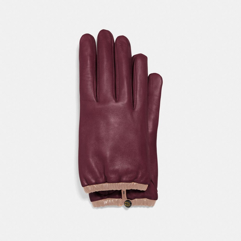 COACH® | Sculpted Signature Gathered Leather Tech Gloves