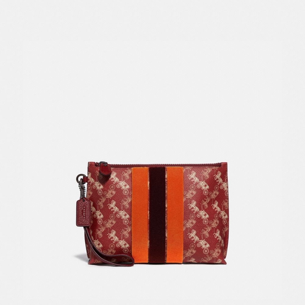 COACH® | Charlie Pouch With Horse And Carriage Print And Varsity Stripe