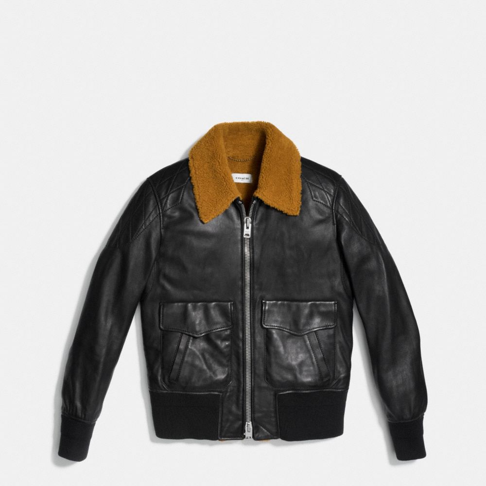 Washed Leather Aviator Bomber Jacket | COACH®