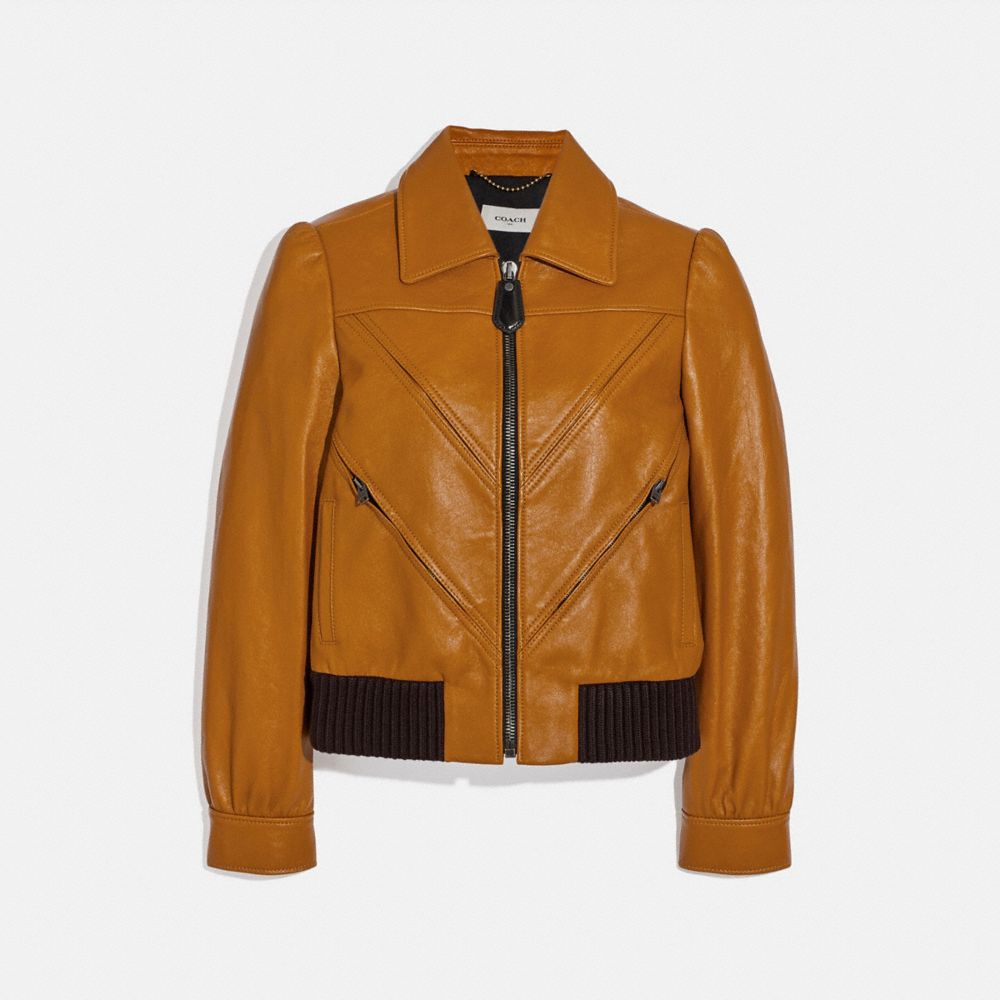Leather Tailored Bomber Jacket With Piecing | COACH®