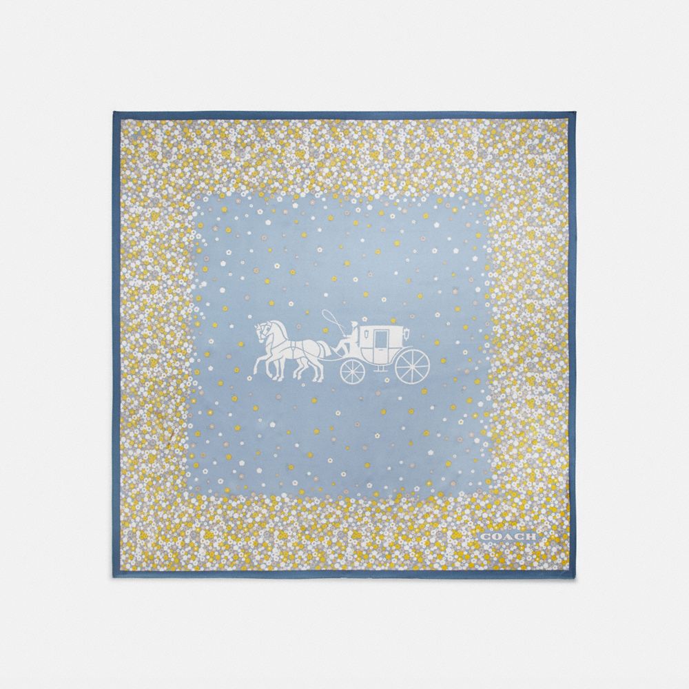 COACH®: Horse And Carriage Tea Rose Print Silk Square Scarf