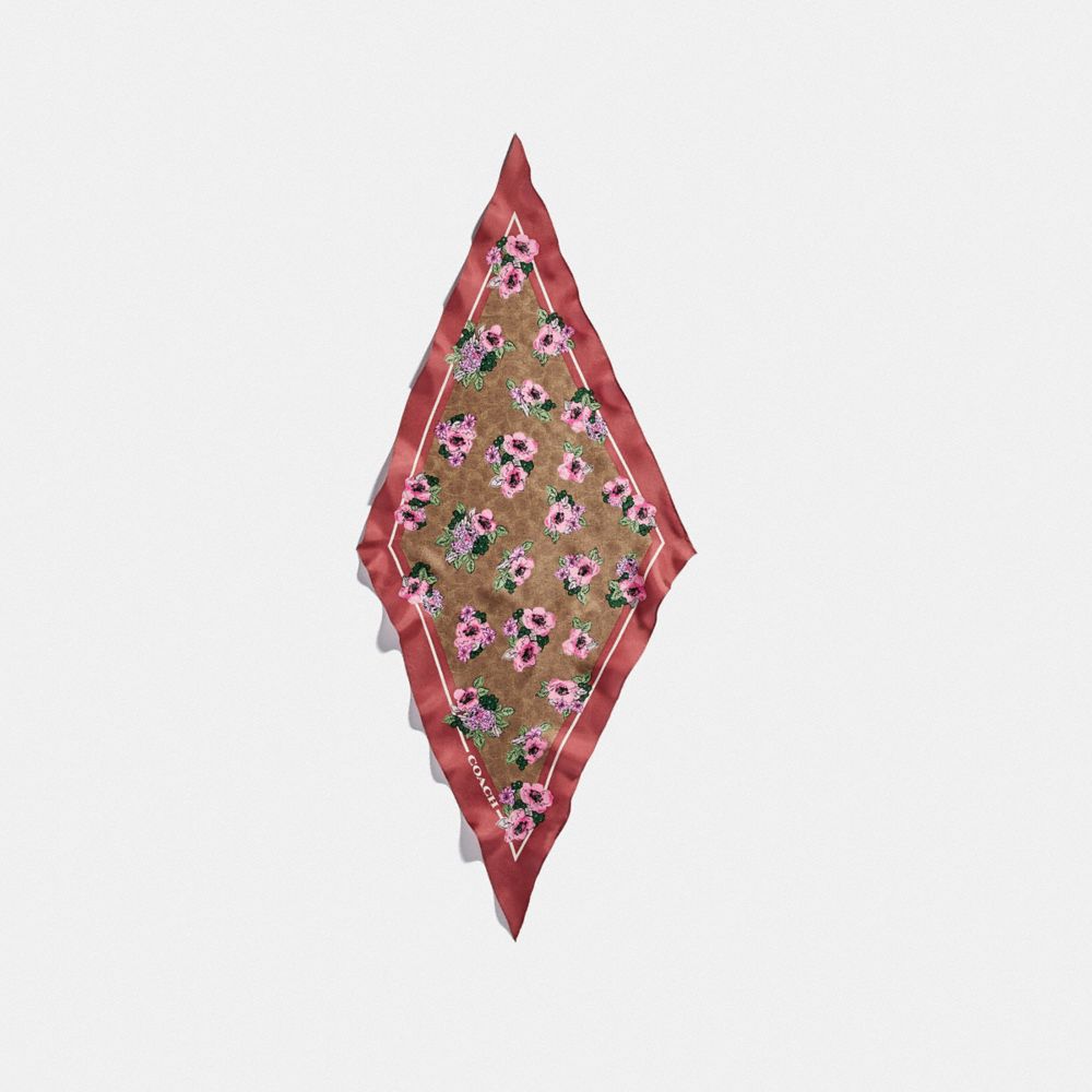 COACH® | Signature Nostalgic Blossom Print Silk Diamond Scarf