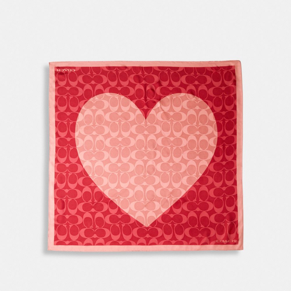 COACH® Outlet | Jumbo Signature Heart Print Silk Square Scarf