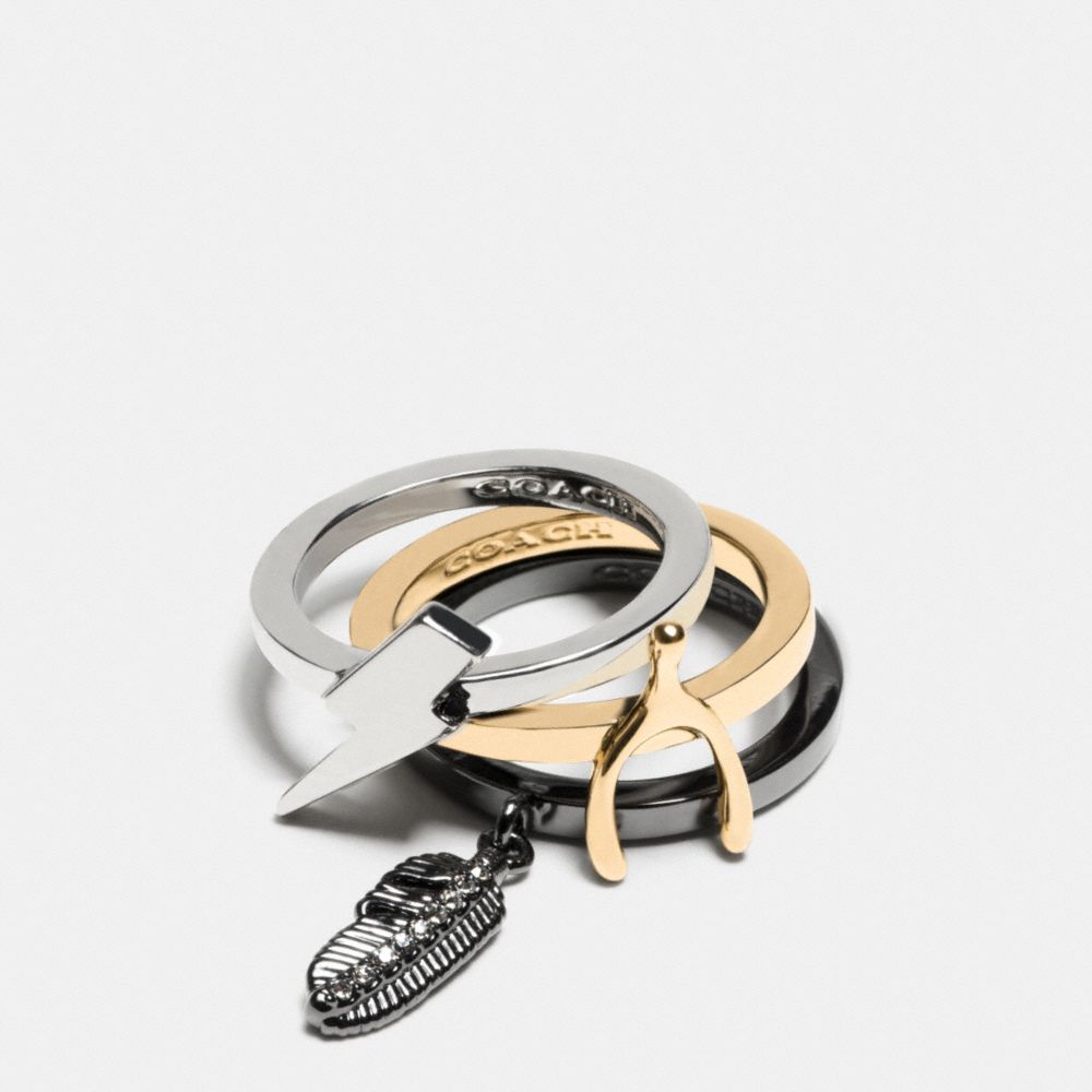 Pave Wishbone Mix Stacked Ring | COACH®
