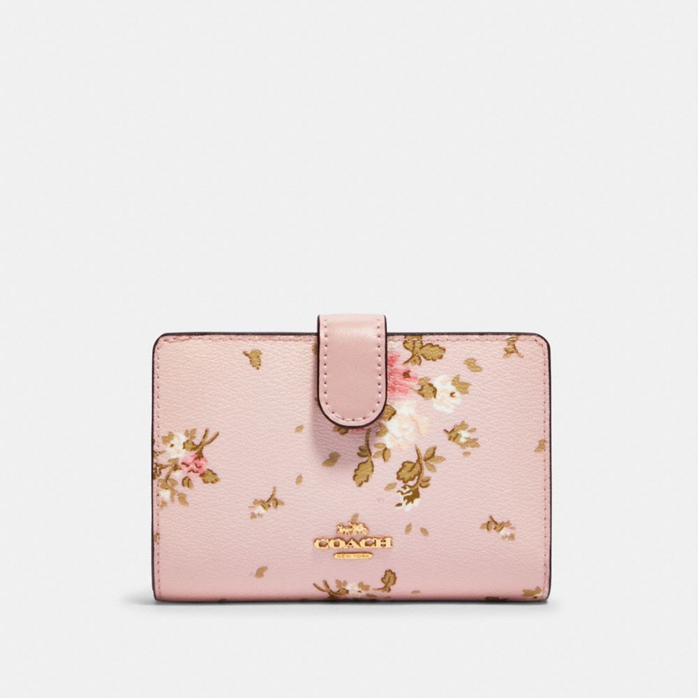 COACH® Outlet | Medium Corner Zip Wallet With Rose Bouquet Print