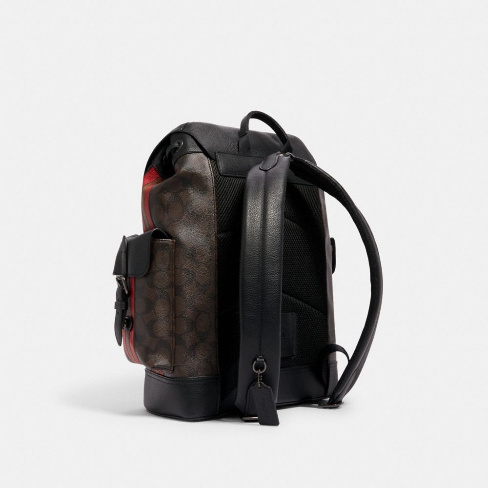 COACH® Outlet | Hudson Backpack In Signature Canvas With Varsity Stripe