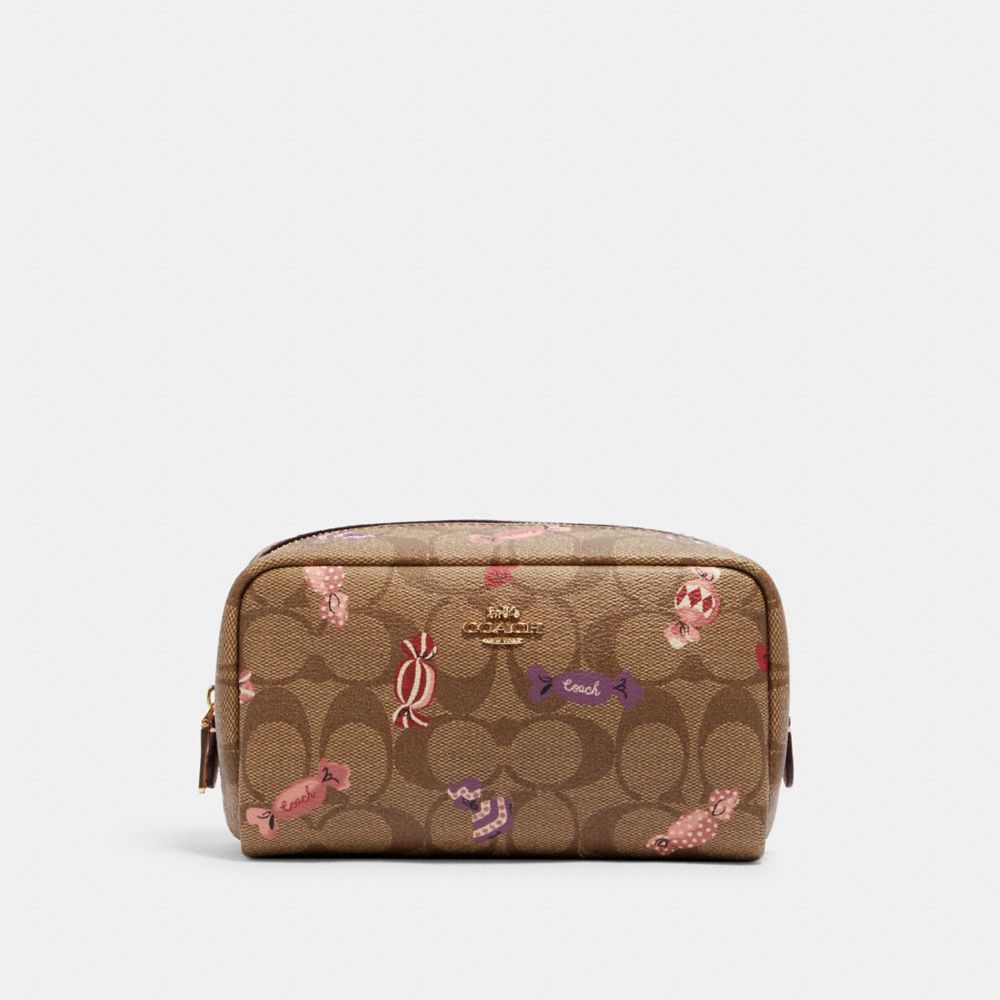 COACH® Outlet | Small Boxy Cosmetic Case In Signature Canvas With Candy ...