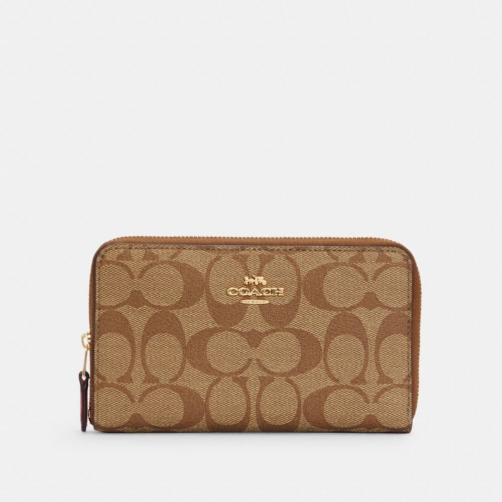 COACH® Outlet | Medium Zip Around Wallet In Signature Canvas With ...