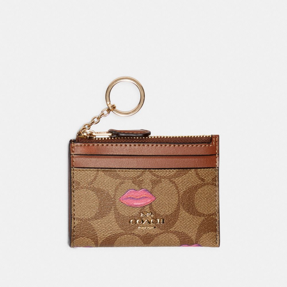 COACH® Outlet | Mini Skinny Id Case In Signature Canvas With Lips Print