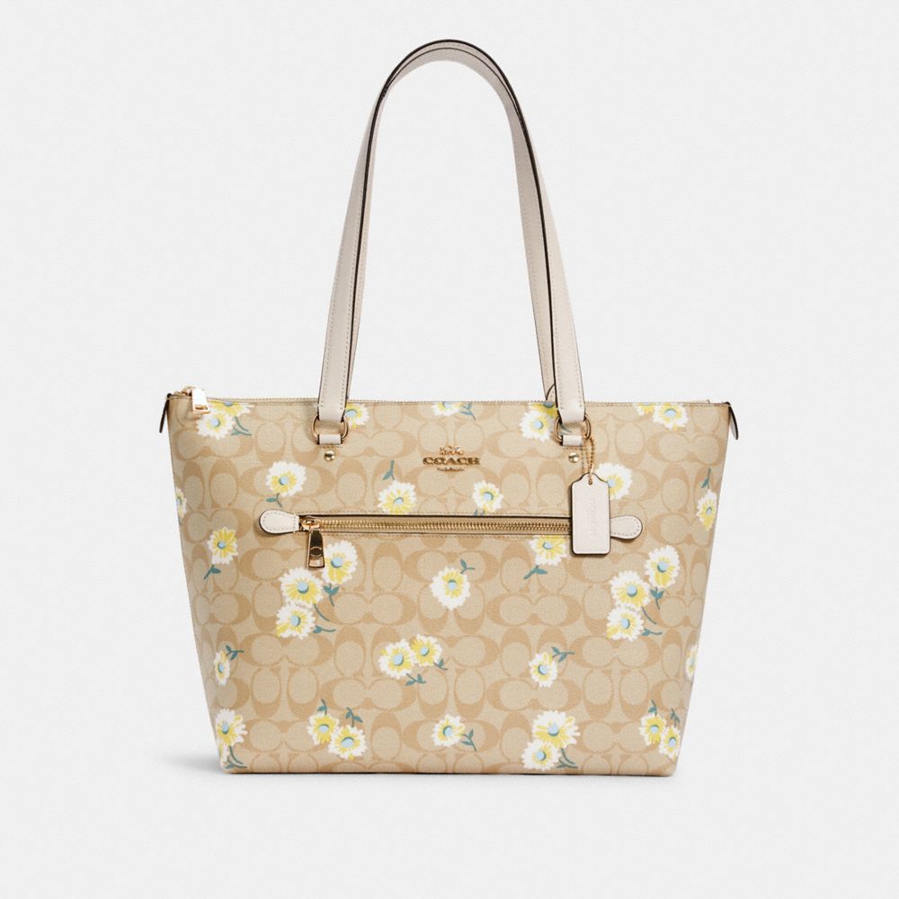 COACH® Outlet | Gallery Tote In Signature Canvas With Daisy Print