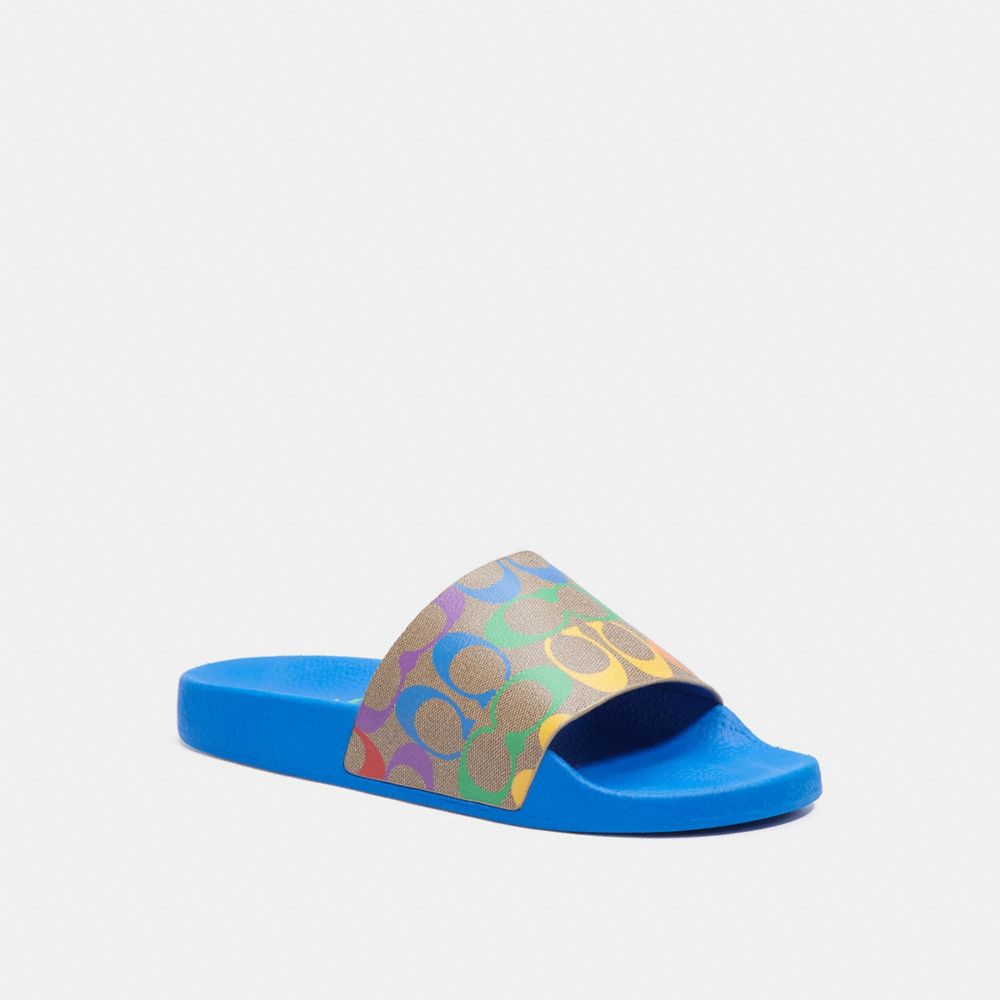 COACH® Outlet | Slide With Rainbow Signature Canvas