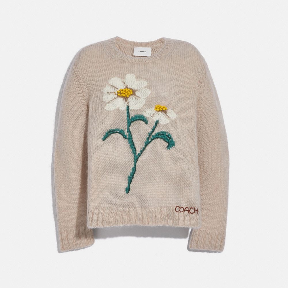 COACH®: Daisy Embroidered Sweater