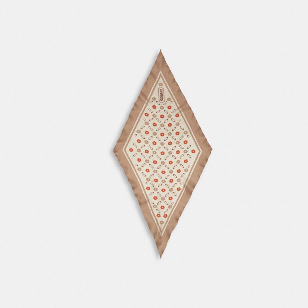 COACH® | Tea Rose Print Silk Diamond Scarf