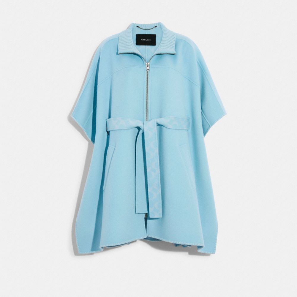 Coach Wool Cape In Light Blue | ModeSens