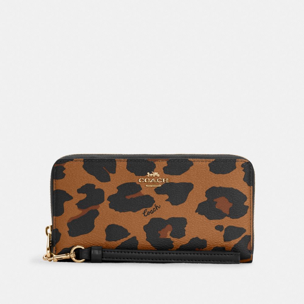 COACH® | Long Zip Around Wallet With Leopard Print