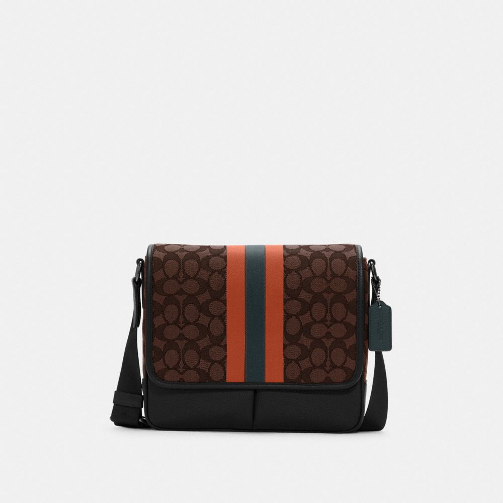 COACH® | Thompson Small Map Bag In Signature Jacquard With Stripe