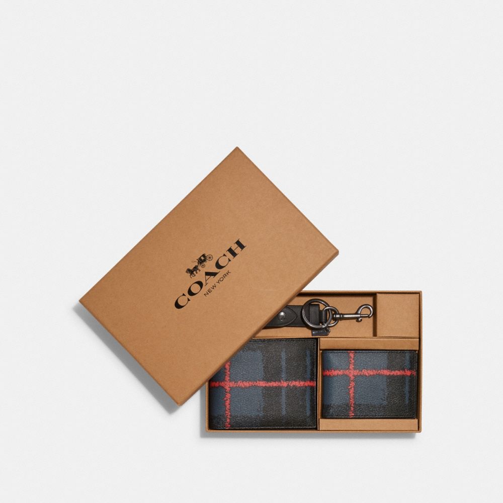 COACH® | Boxed 3 In 1 Wallet Gift Set With Window Pane Plaid Print