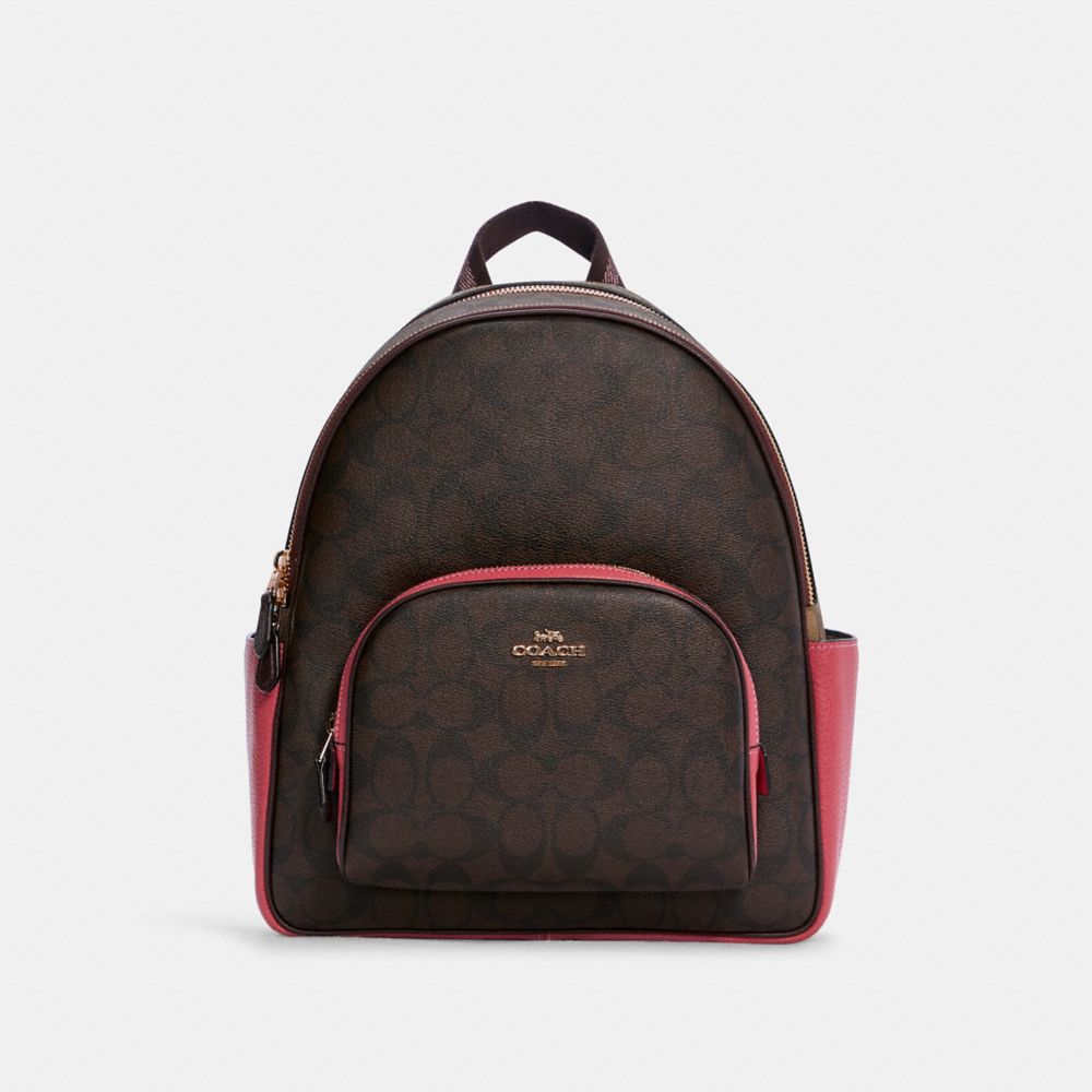 COACH® | Court Backpack In Blocked Signature Canvas