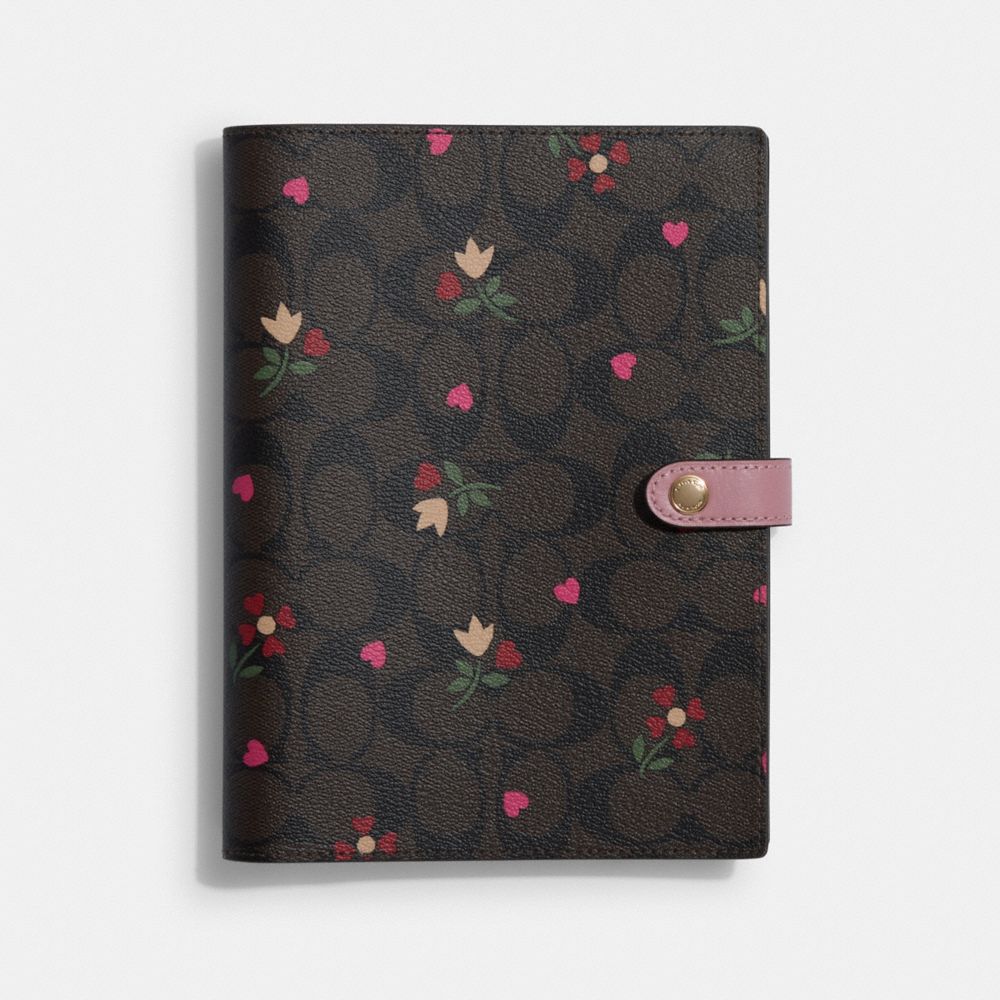 COACH® | Notebook In Signature Canvas With Heart Petal Print