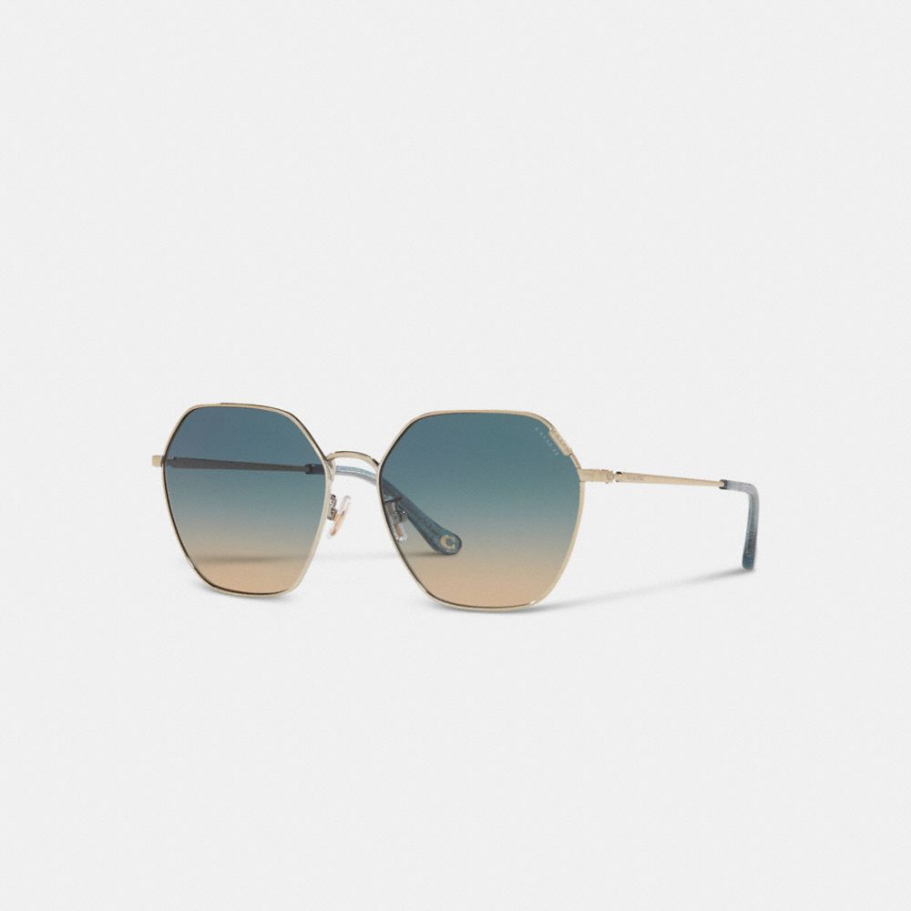 Coach Metal Hexagon Sunglasses In Color purple Grey Gradient | ModeSens