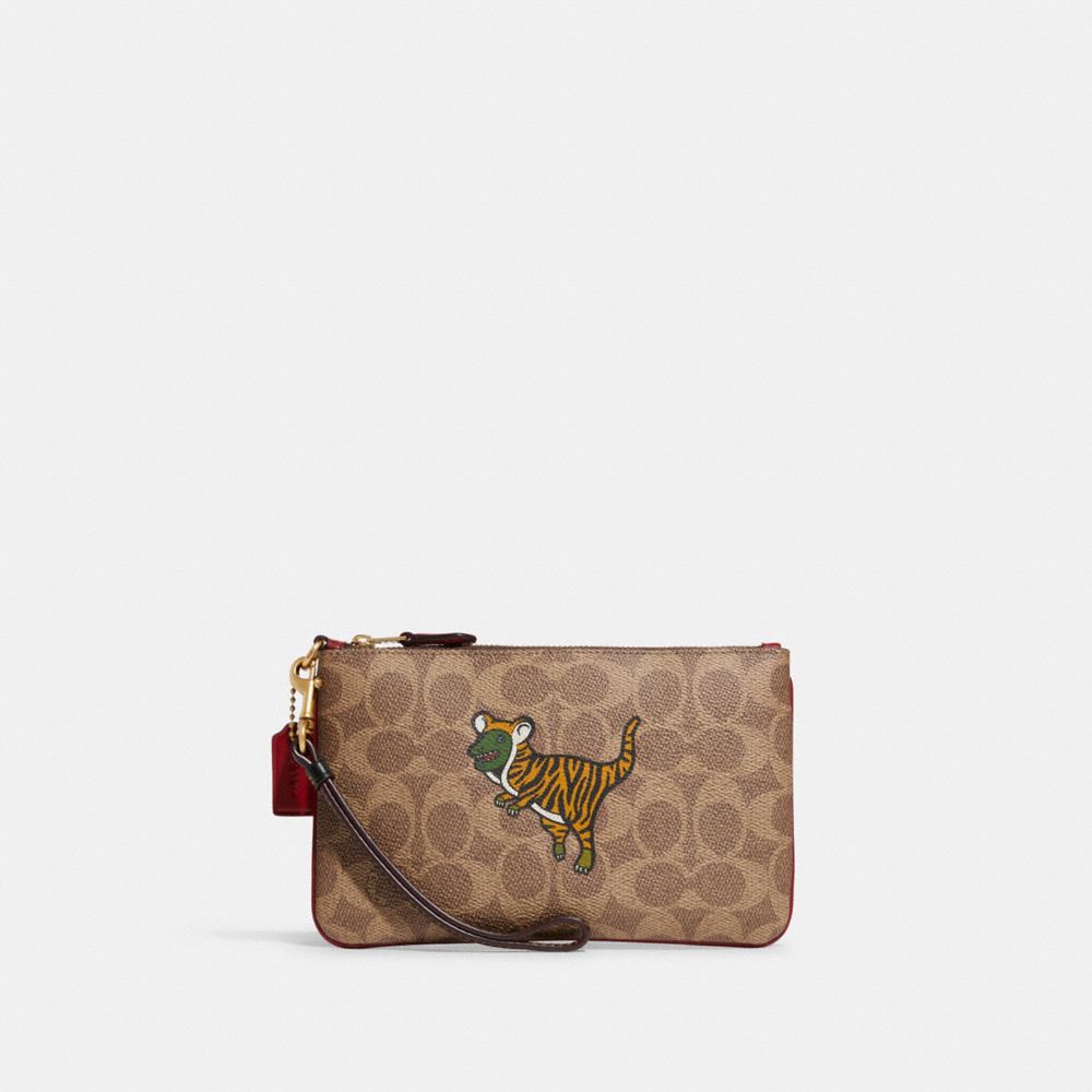 Coach Lunar New Year Small Wristlet In Signature Canvas With Tiger Rexy ...