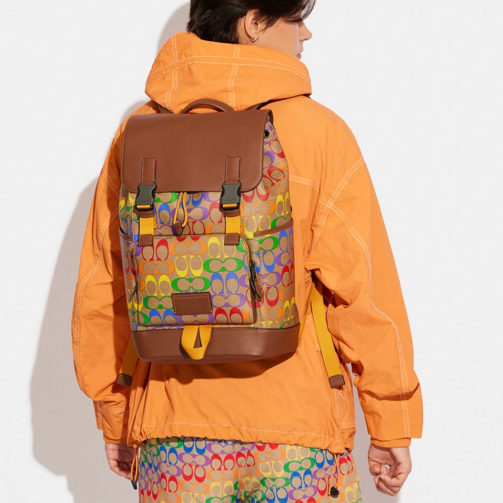 COACH OUTLET® | Track Backpack In Rainbow Signature Canvas