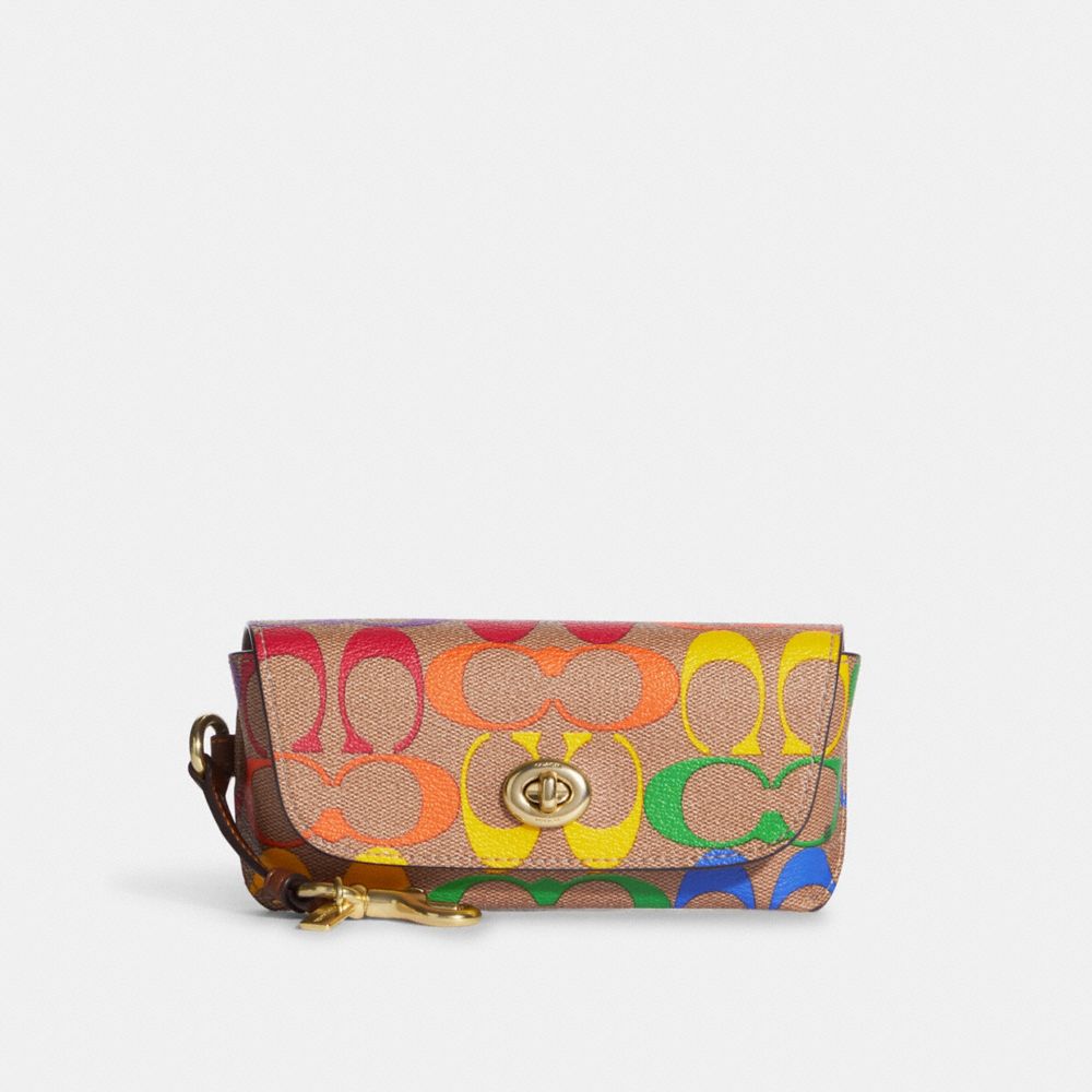 COACH® | Sunglass Case In Rainbow Signature Canvas