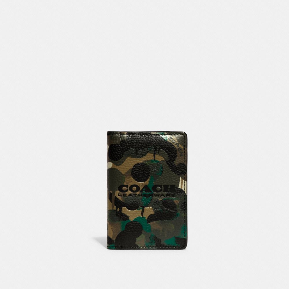 COACH® | Card Wallet In Signature Canvas With Camo Print