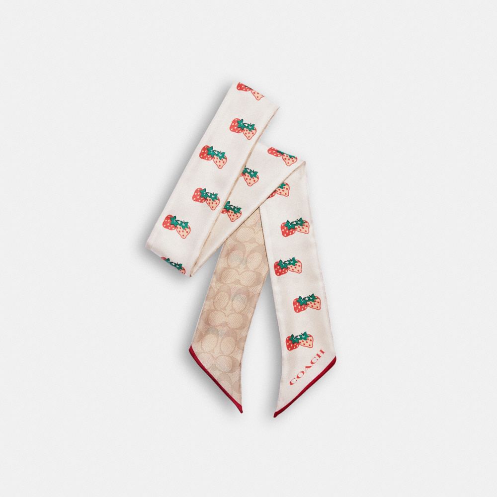 COACH® | Signature Strawberry Print Silk Skinny Scarf
