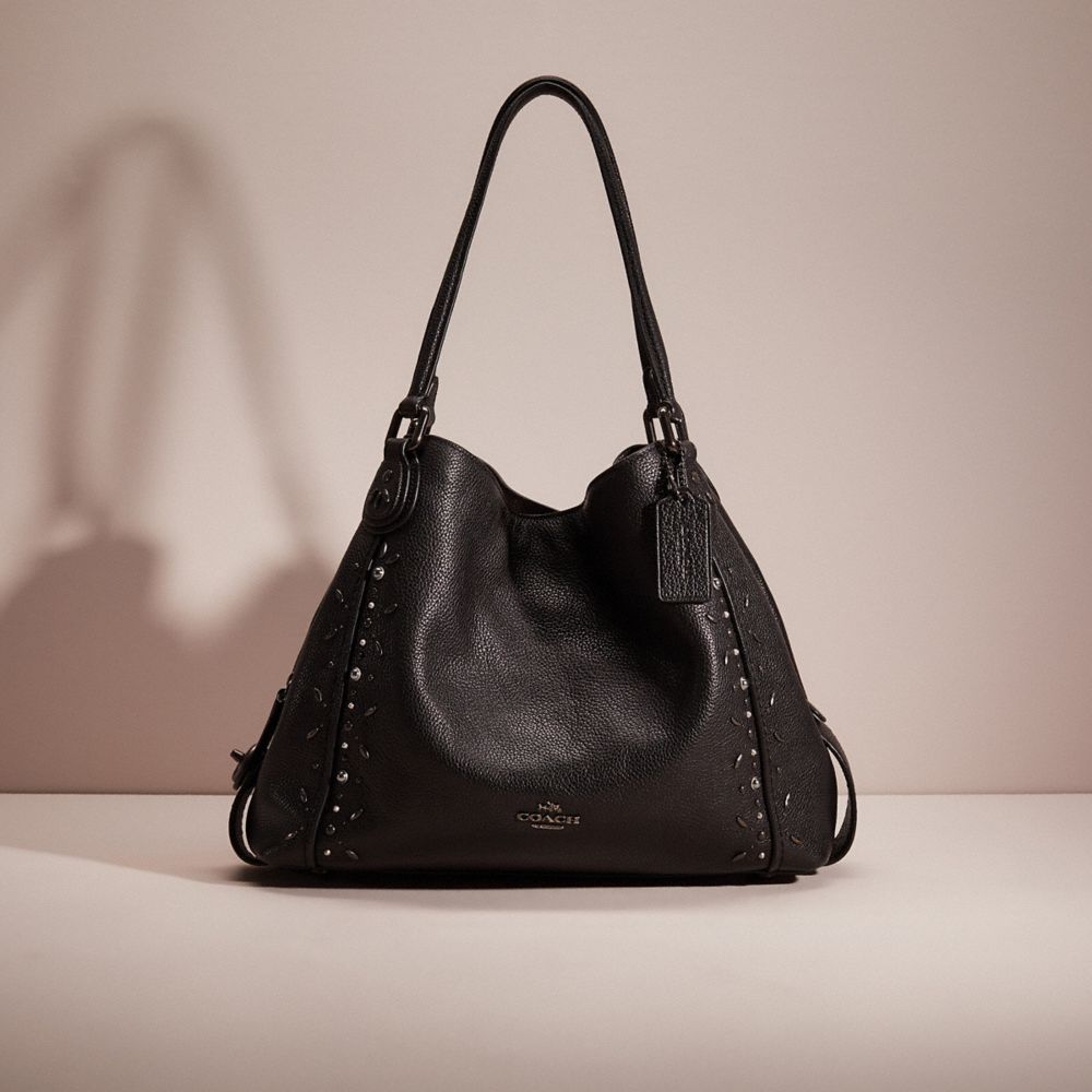 Coach Restored Edie Shoulder Bag 31 With Prairie Rivets In Black Copper ...