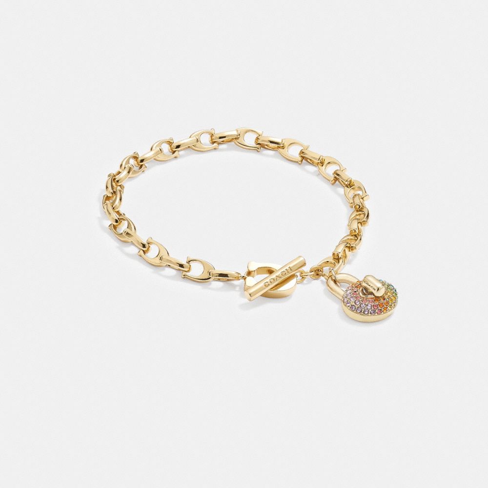 COACH® | Pavé Turnlock Signature Chain Bracelet