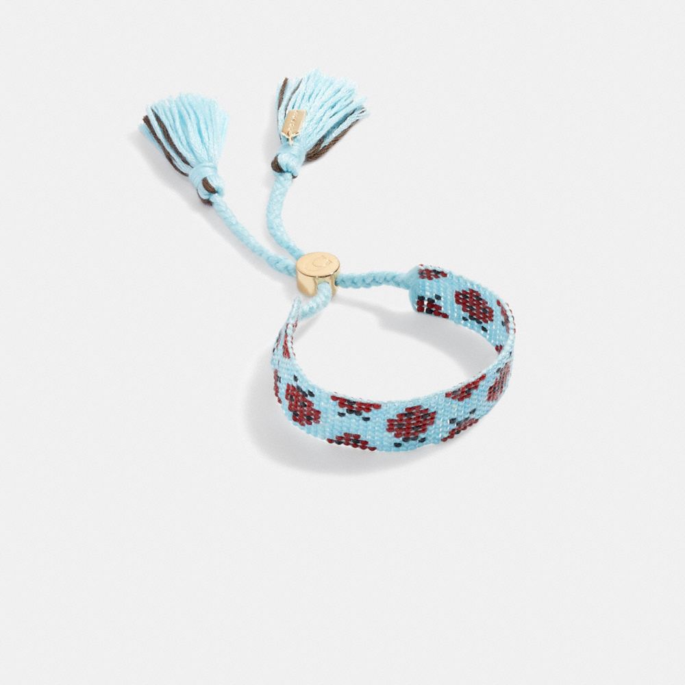 Coach Ladybug Beaded Bracelet In Blue/gold | ModeSens