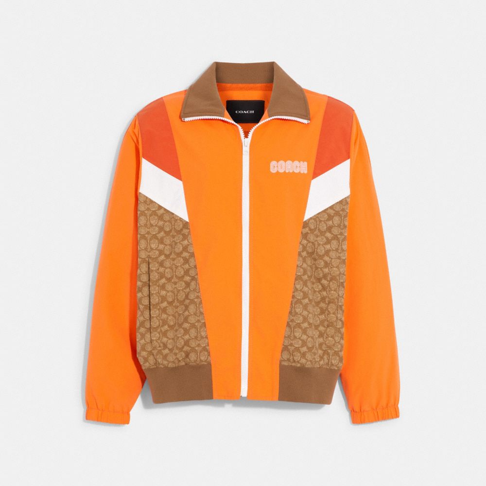 Coach Track Jacket In Orange/tan Signature Multi | ModeSens