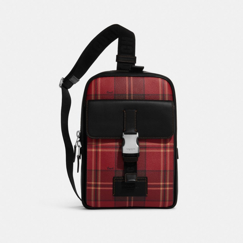 COACH® | Track Pack With Tartan Plaid Print